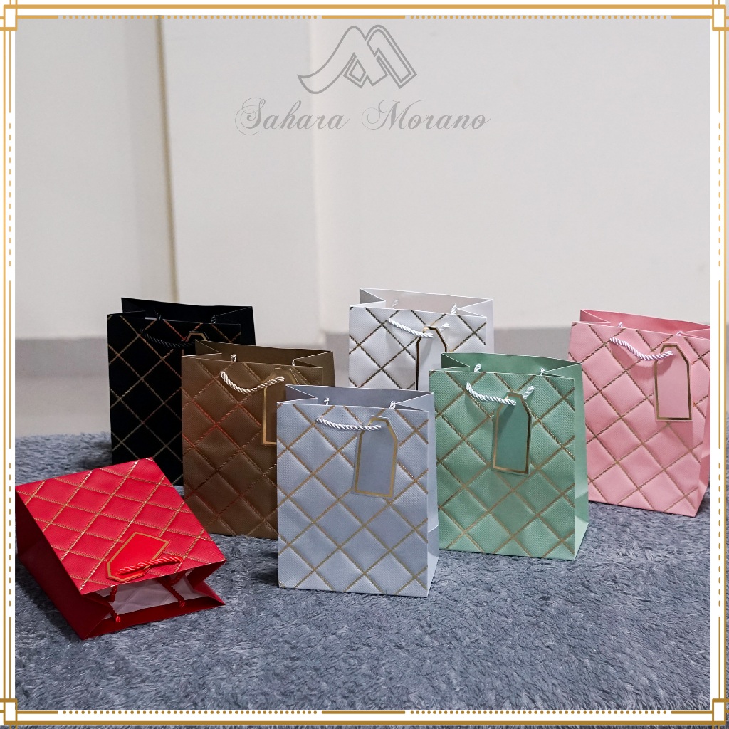 Jual { PREMIUM } Paper Bag Emboss Motif Rhombus | Goodie bag | Tas ...