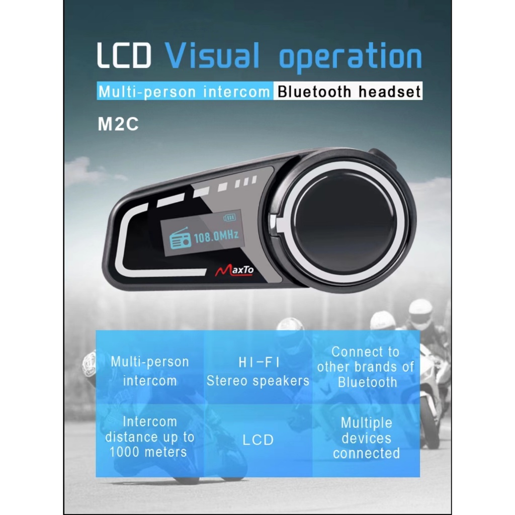 Jual BLUETOOTH INTERCOM HELM MAXTO M2 M2C RADIO FM 6 RIDER NOT SENA ...