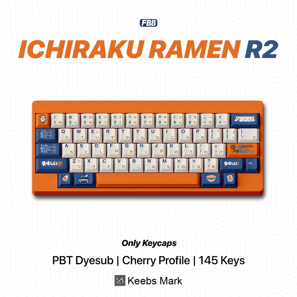Jual FBB Ichiraku Ramen R2 Keycaps PBT Dyesub 145 Keys Cherry Profile ...
