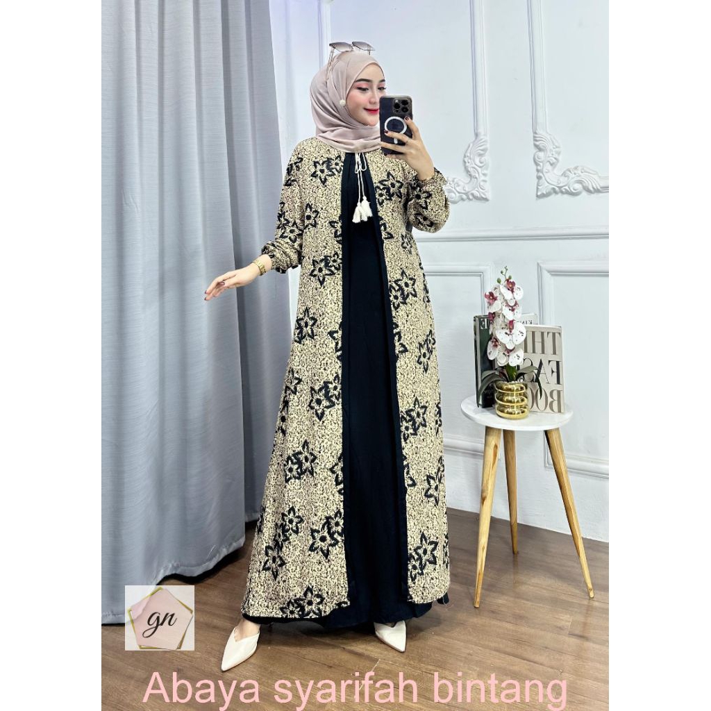 Jual gamis abaya syarifah/gamis cardigan batik/gamismurah/gamis abaya ...