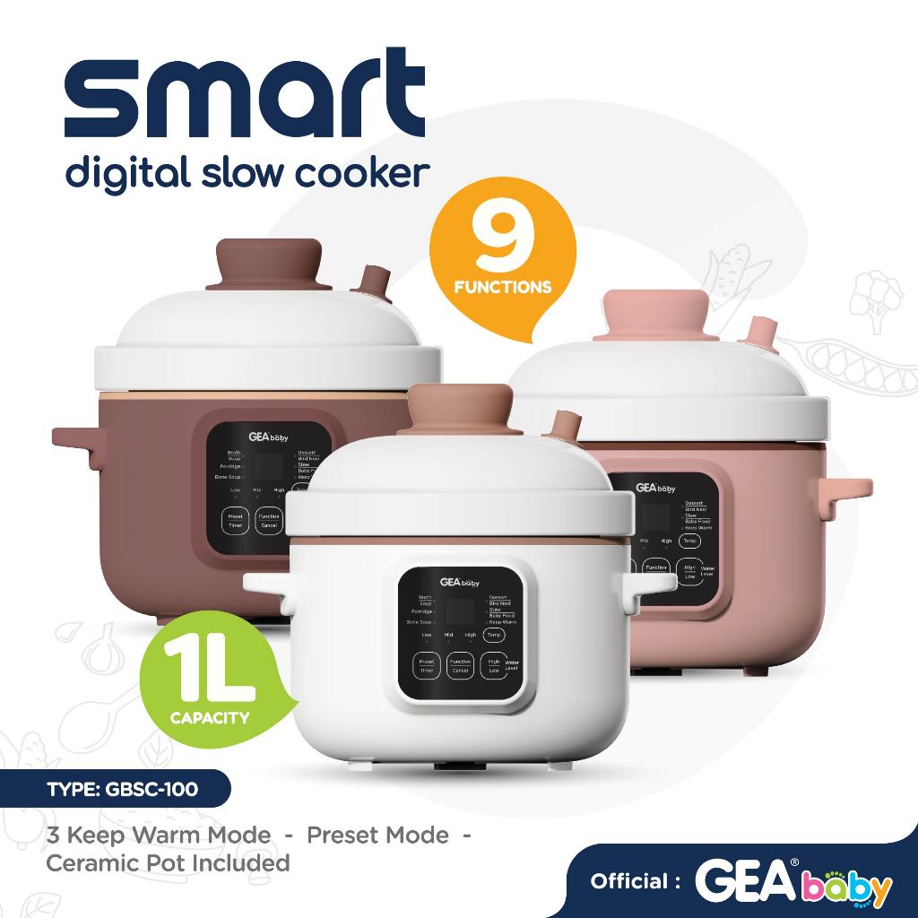 Jual GEA Baby Slow Cooker GBSC-100 Smart Digital Slow Cooker 1 Liter ...