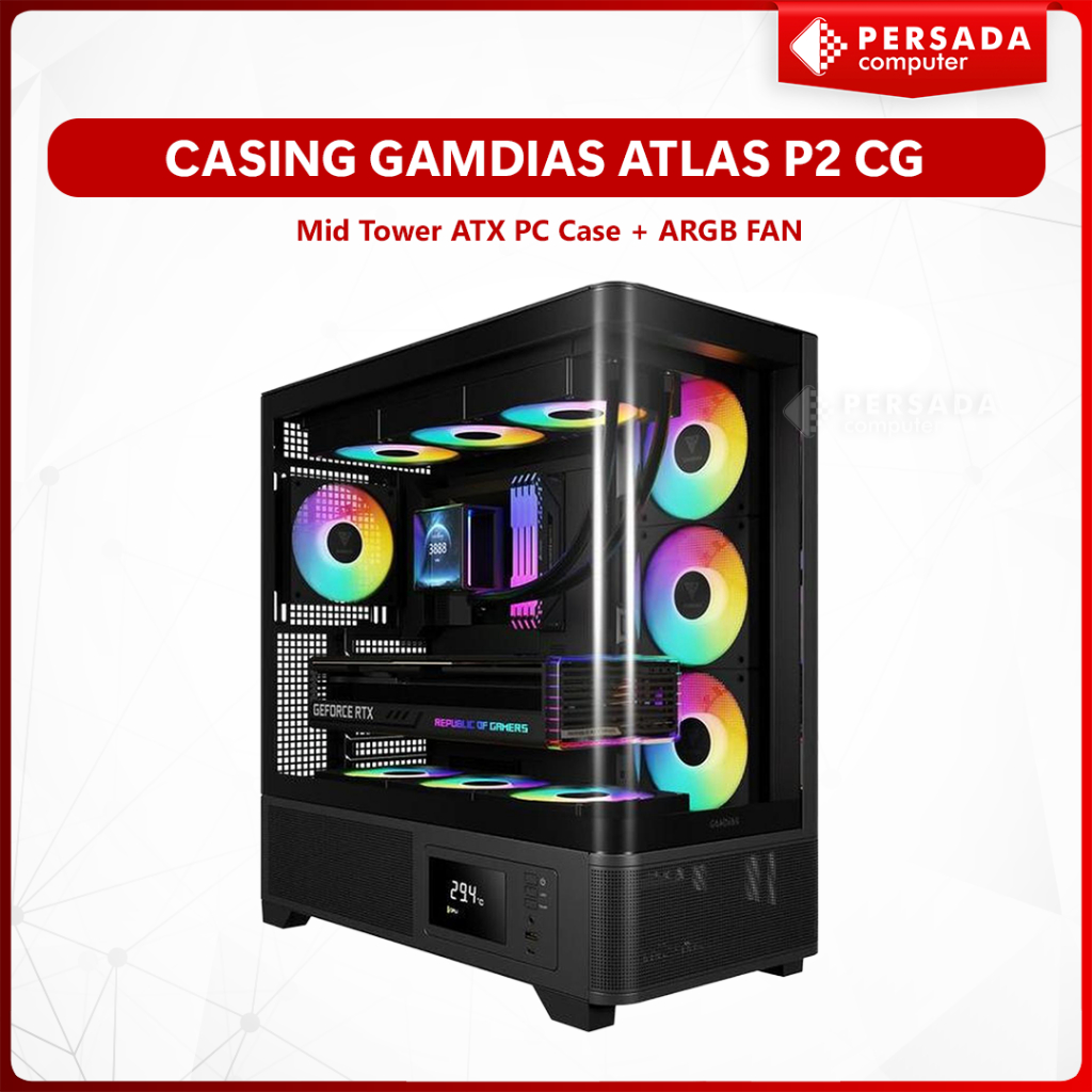 Jual CASING GAMDIAS ATLAS P2 CG Mid Tower ATX PC Case + ARGB FAN ...