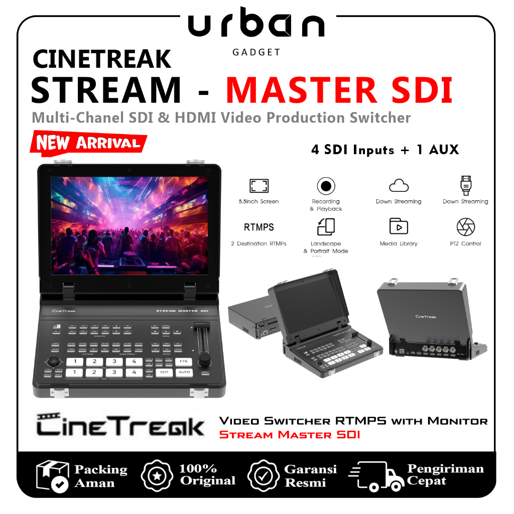Jual Cinetreak Stream Master SDI | RTMPS with 10 inch Monitor 4 HDMI ...