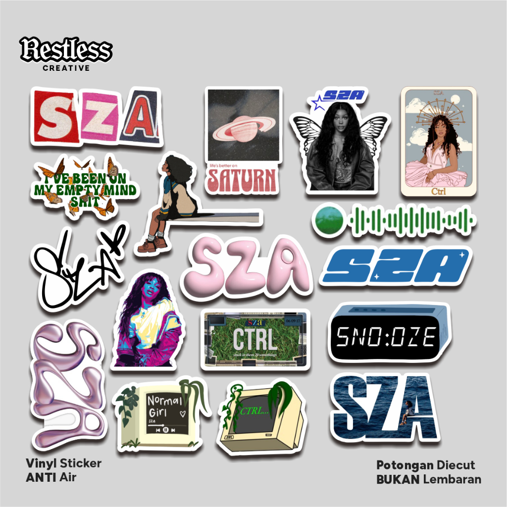 Jual Sticker Pack Sza Aesthetic Helm Vinyl Laptop Waterproff Tumbler ...