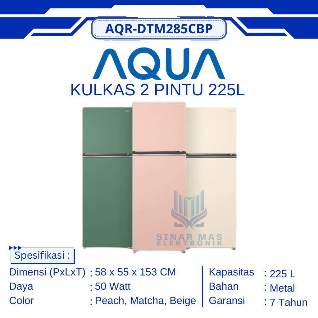 Jual AQUA KULKAS 2 PINTU AQR-DTM285CBP (PE/BE/ME) 225L | AQUA CHIC ...