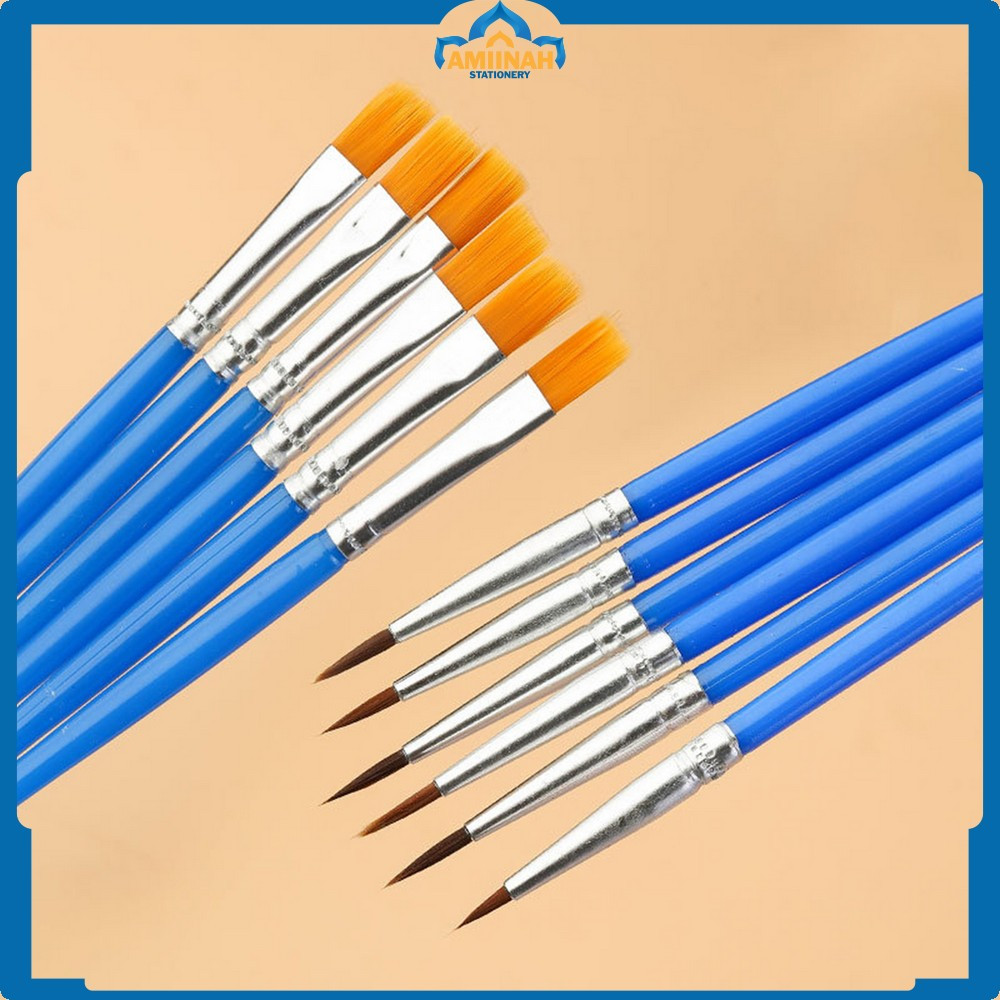 Jual Paint Brush Nilon Ujung Pointed dan Flat / Kuas Lukis Lancip Datar ...