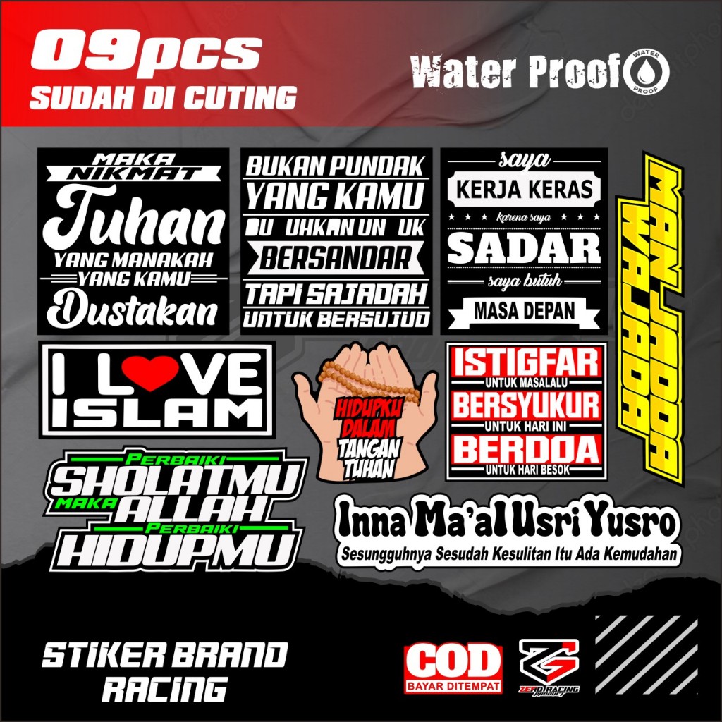Jual Stiker Paket Stiker Pack 09 Pcs Kata - Kata Kece Stiker Water ...