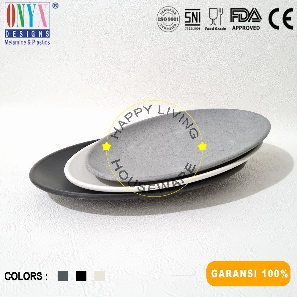 Jual ONYX Piring Oval Melamin 10" Black Granite Piring Oval Premium ...