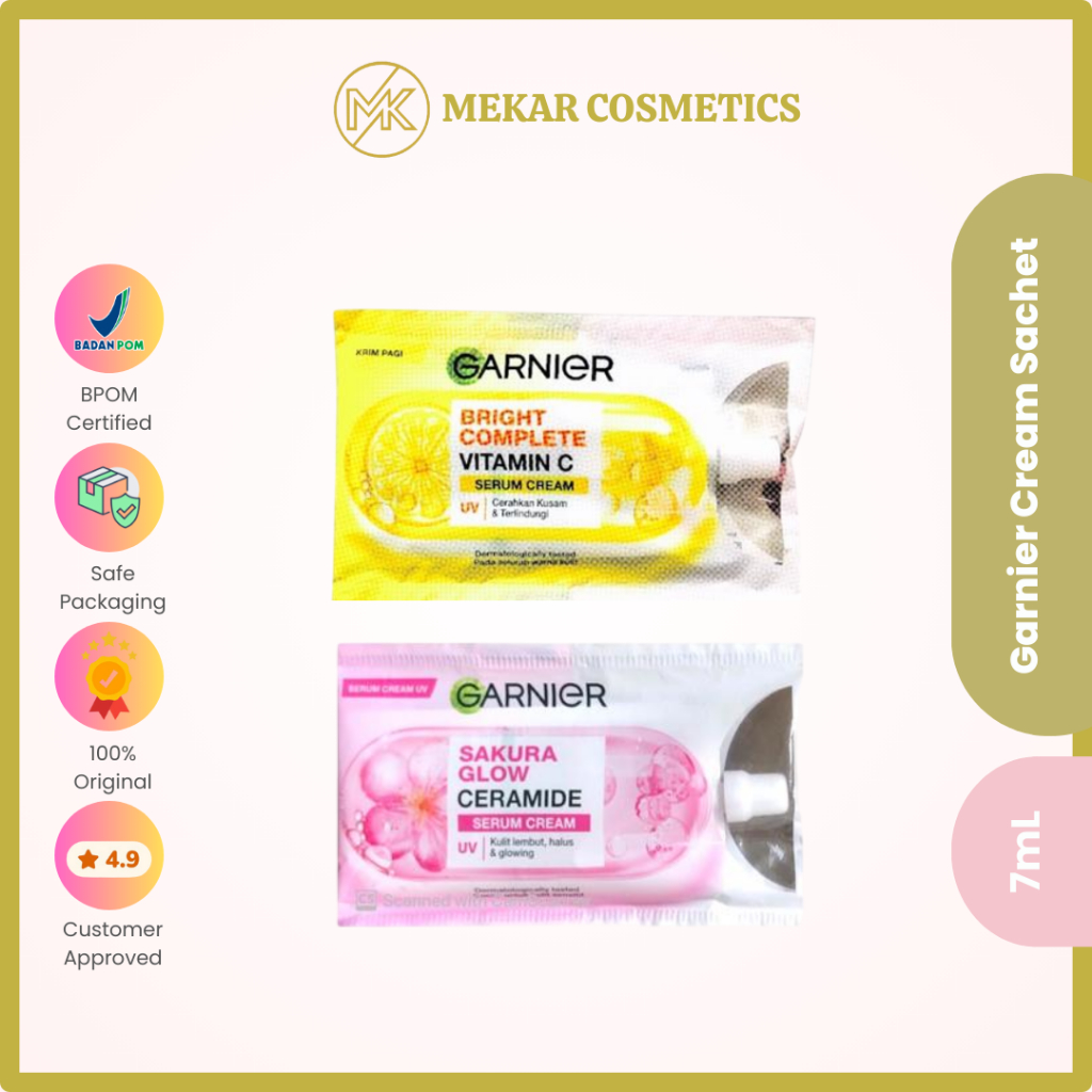 Jual GARNIER SACHET BRIGHT COMPLETE & SAKURA GLOW CREAM 7ML (Sachet ...