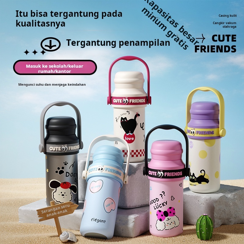 Jual Large Capacity with Handle Botol minum 650ml 304 Stainless Steel ...