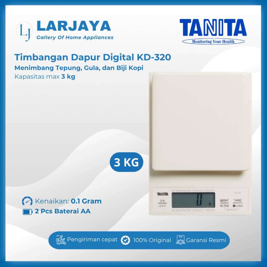 Jual Timbangan Kue Digital Tanita KD 321 / KD320 / 3 KG max Gradasi 0.1 gram | Shopee Indonesia