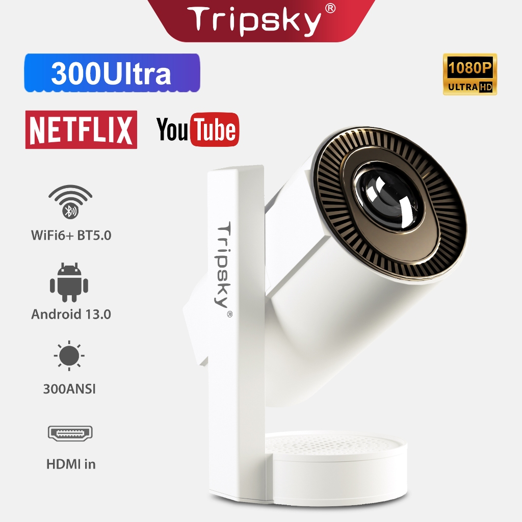 Jual Tripsky 300Ultra Proyektor Android 13.0 OS LCD Display Built in ...