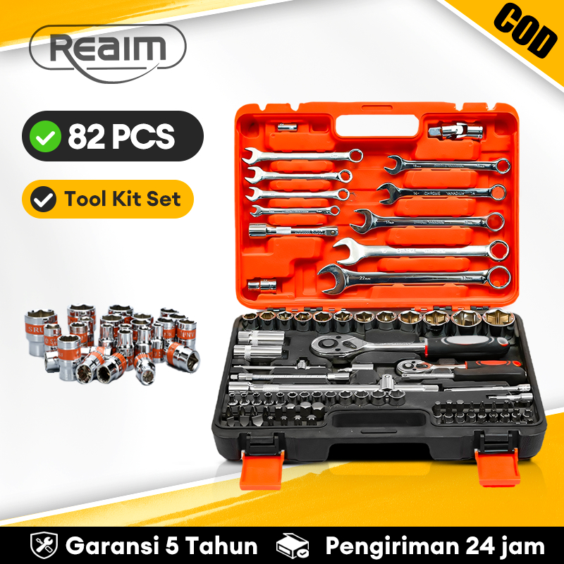 Jual REAIM Kunci set lengkap 82 PCS Kunci Shock Set Tool Kit Set Repair ...