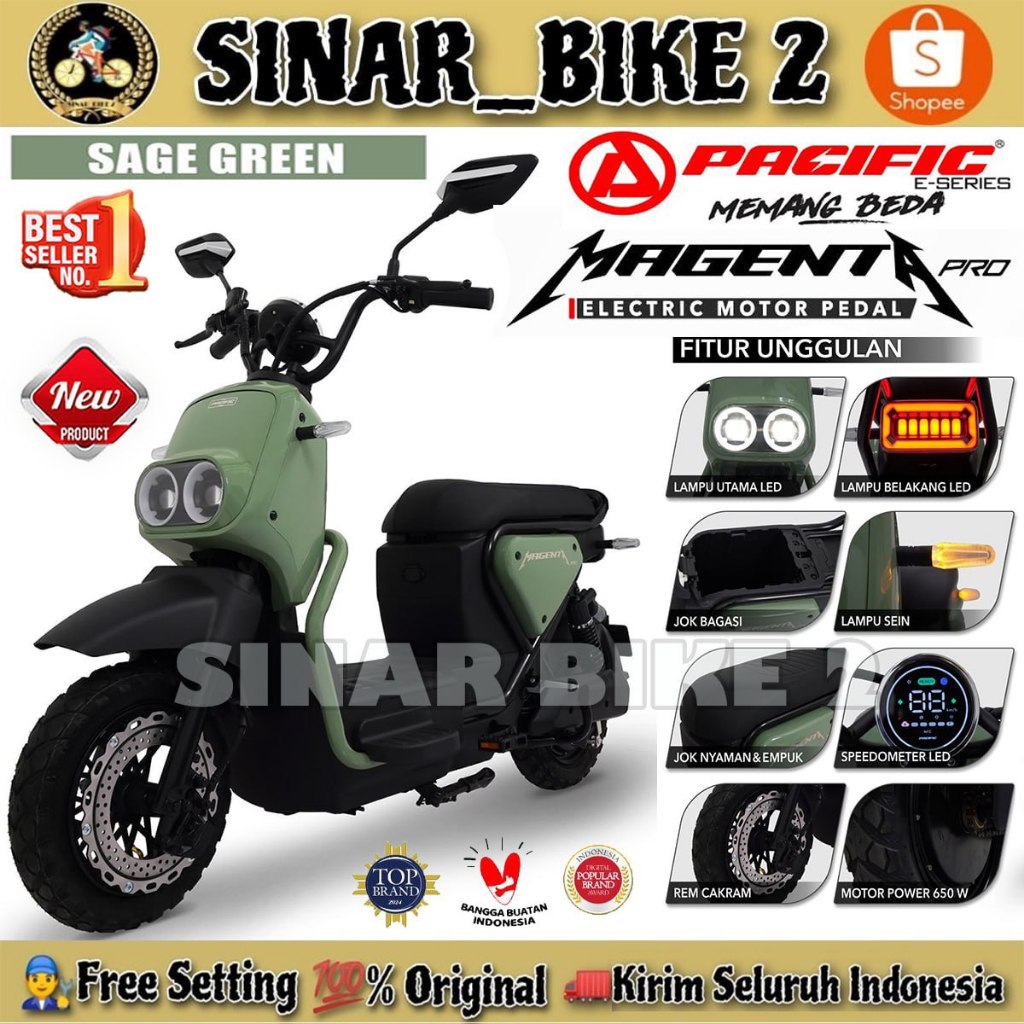 Jual Sepeda Listrik PACIFIC MAGENTA PRO // MAGENTA PRO BOX 650 Watt ...