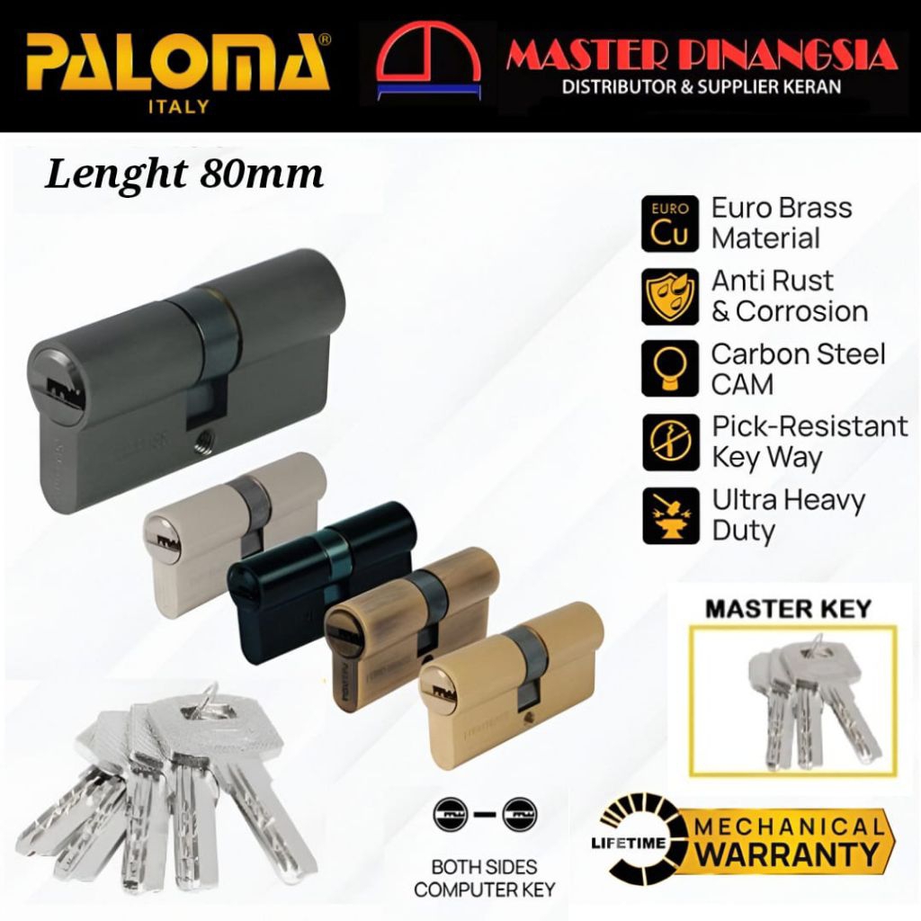 Jual PALOMA Paket Cylinder Master Key Kunci Pintu Rumah Type Silinder ...