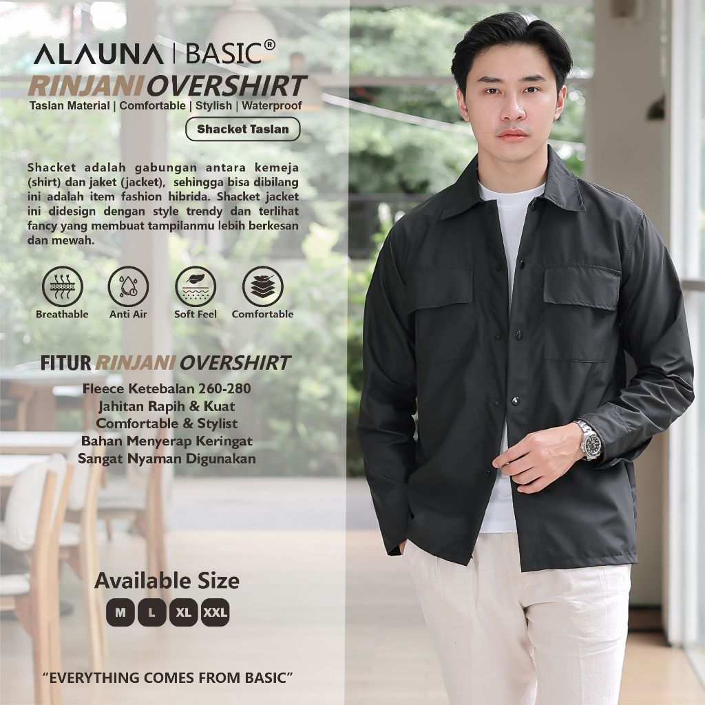 Jual Alauna Basic - Shacket Jacket Overshirt Bahan Taslan Polyester ...