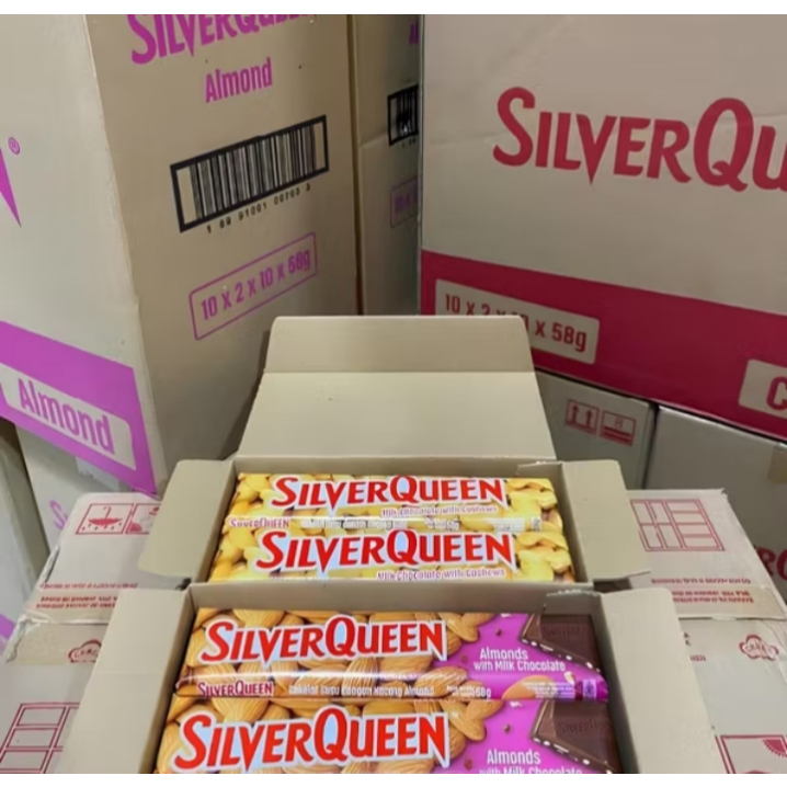 Jual PROMO Silverqueen Mede/Almond 55 gram (isi 10pcs) | Shopee Indonesia