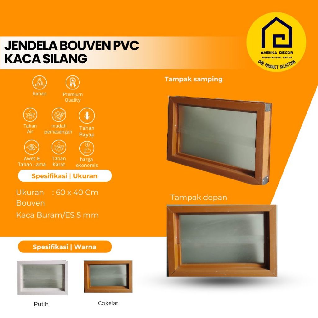 Jual Jendela PVC Boven ASP Kaca Silang Ukuran 60 x 40 cm | Jendela ...