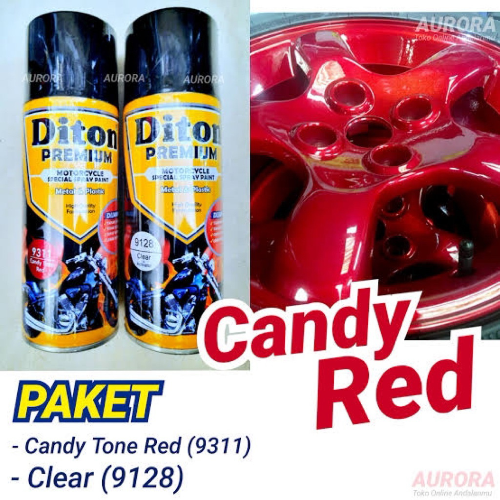 Jual PAKET Cat Diton Premium 9311 CANDY RED + 9128 CLEAR 400ml Pilok ...