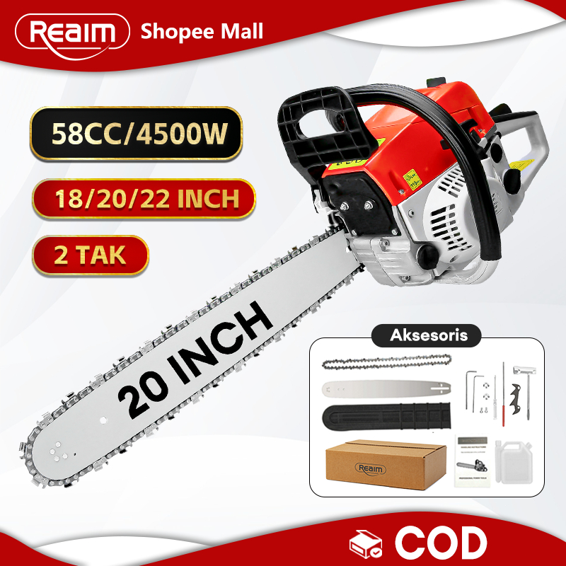 Jual Reaim Mesin Potong Kayu 52CC Mesin sinso senso Chainsaw 2Tak ...