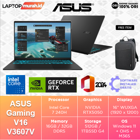 Jual ASUS Gaming V16 V3607 Core i7 240H RTX5050 32GB 1TB SSD Win 11 ...