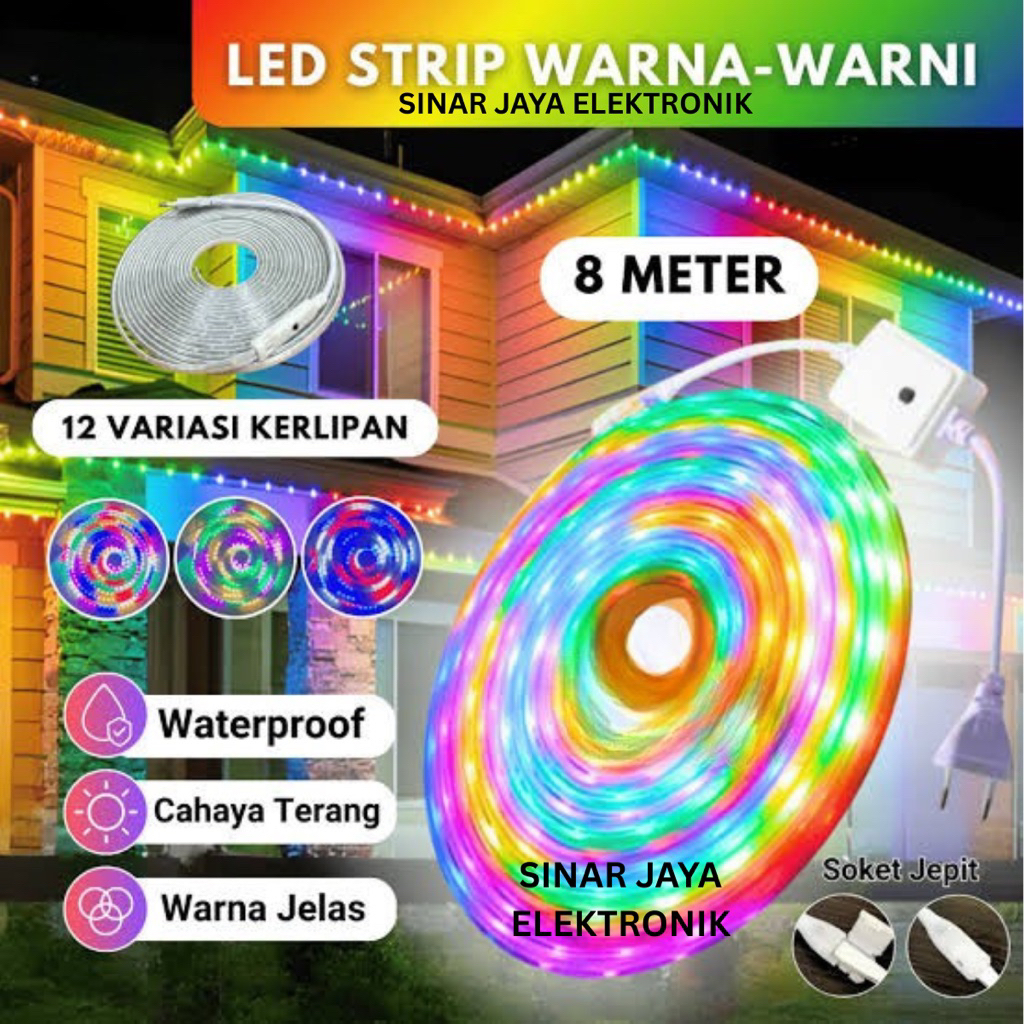 Jual LAMPU RGB WARNA WARNI PANJANG 8M BISA DISAMBUNG DAN TAHAN AIR ...