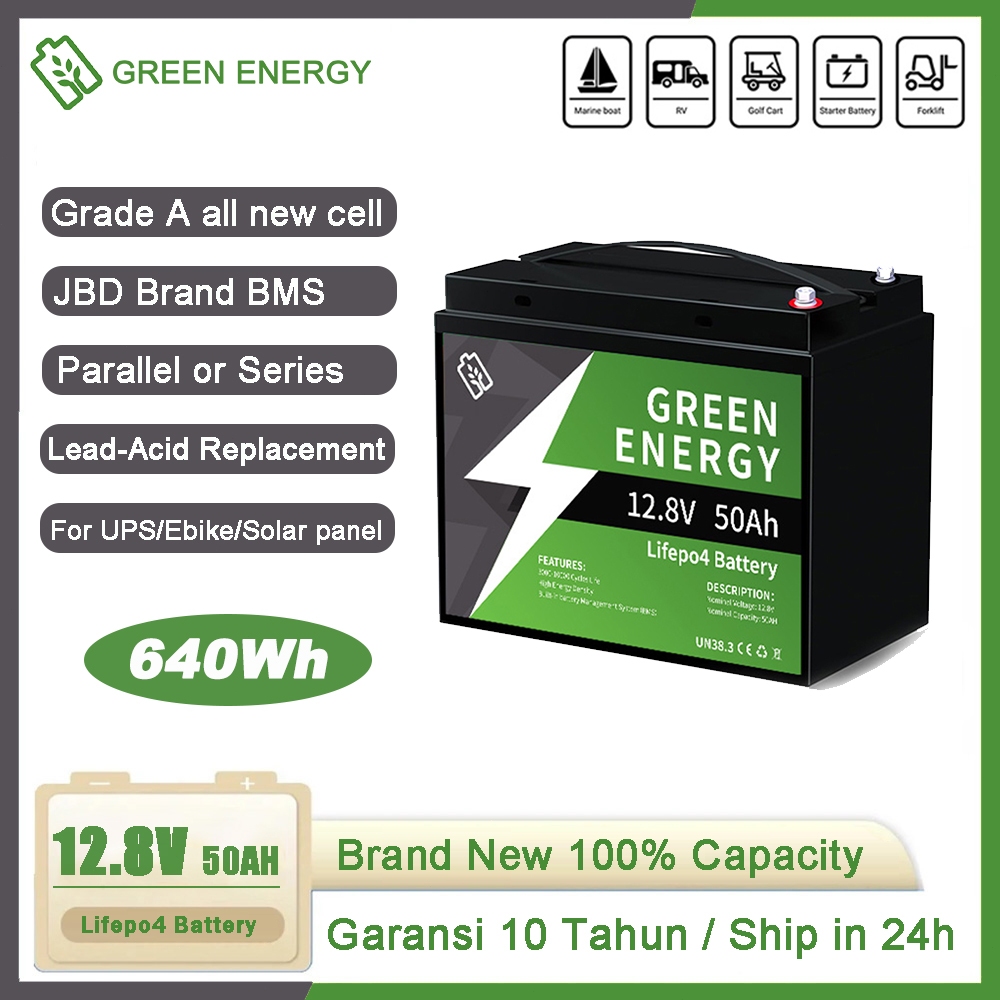 Jual GREEN ENERGY Battery Lifepo4 12v 50ah, Aki Kering Battery 12v ...