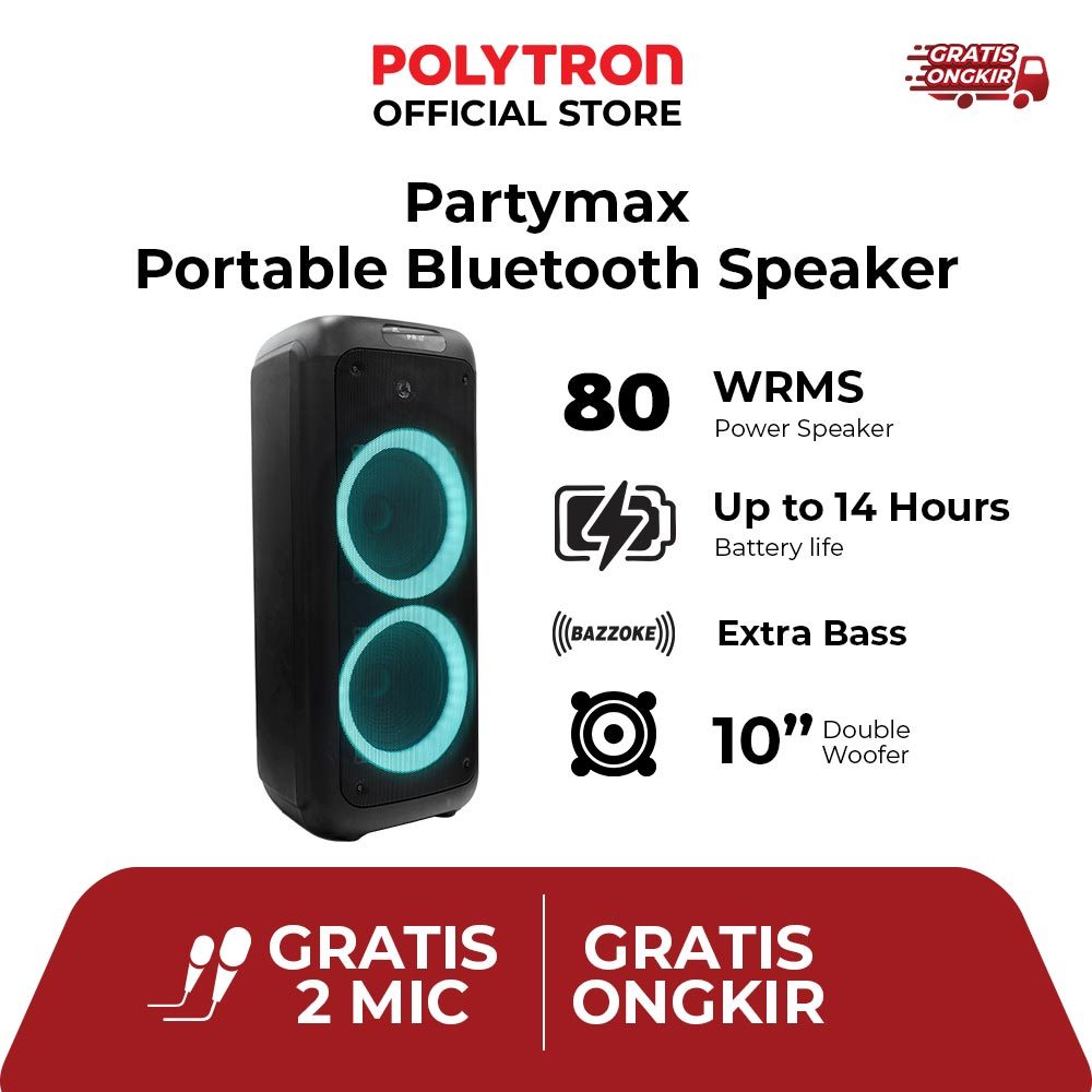 Jual Polytron Party Speaker Bluetooth Karaoke Portable Wireless PPS ...