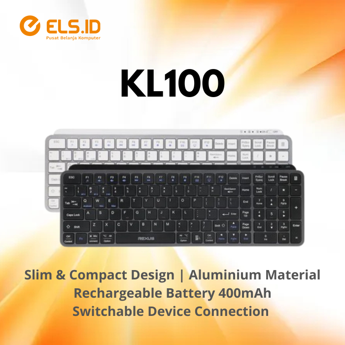 Jual Rexus KL100 Keyboard Wireless Bluetooth Slim & Compact Design | Shopee Indonesia