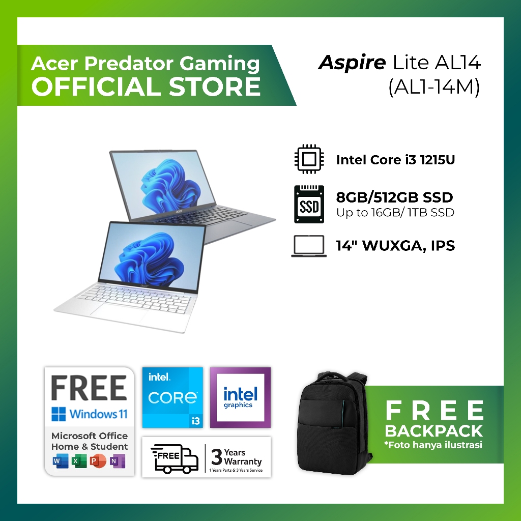 Jual ACER ASPIRE LITE 14 AL1-14M-RBID/AL1-14M-3CID INTEL CORE I3 1215 ...