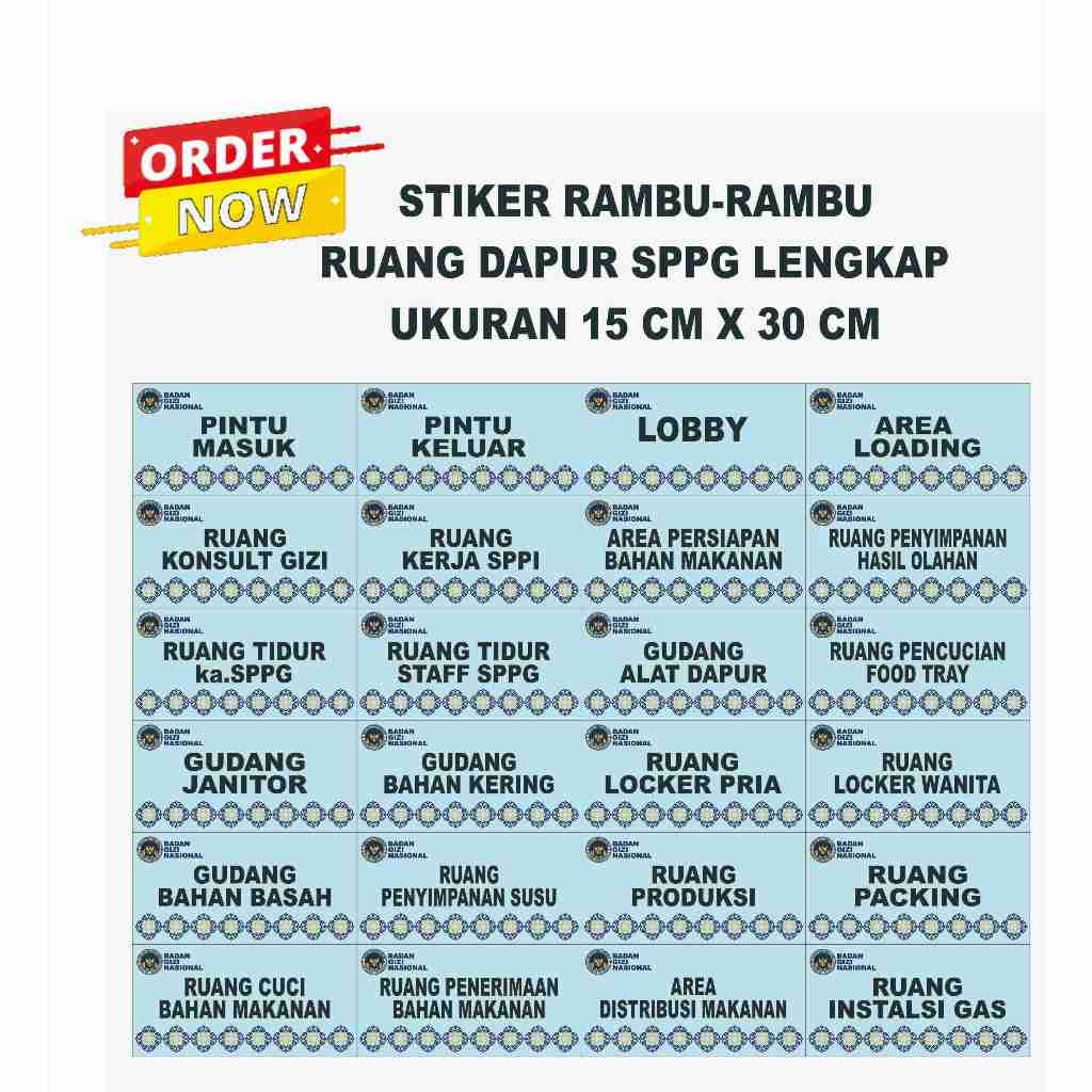 Jual STIKER NAMA NAMA RUANGAN DAPUR LENGKAP MBG SPPG BGN | Shopee Indonesia