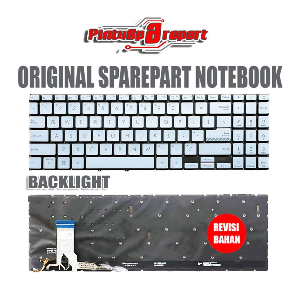Jual (GENUINE BACKLIGHT) ORIGINAL NEW SILVER KEYBOARD ASUS VIVOBOOK GO ...