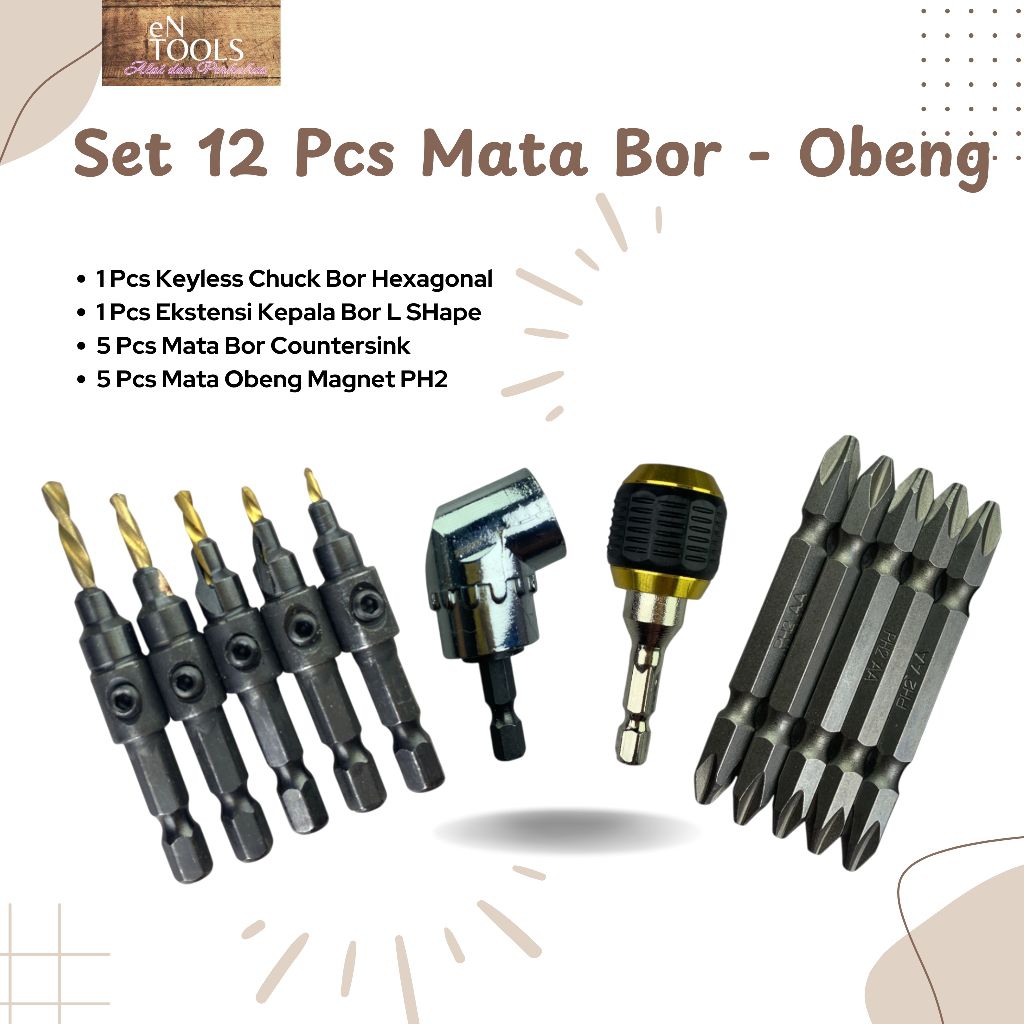 Jual Mata Obeng Magnet PH2 Mata Bor Obeng Countersink Keyless Chuck ...