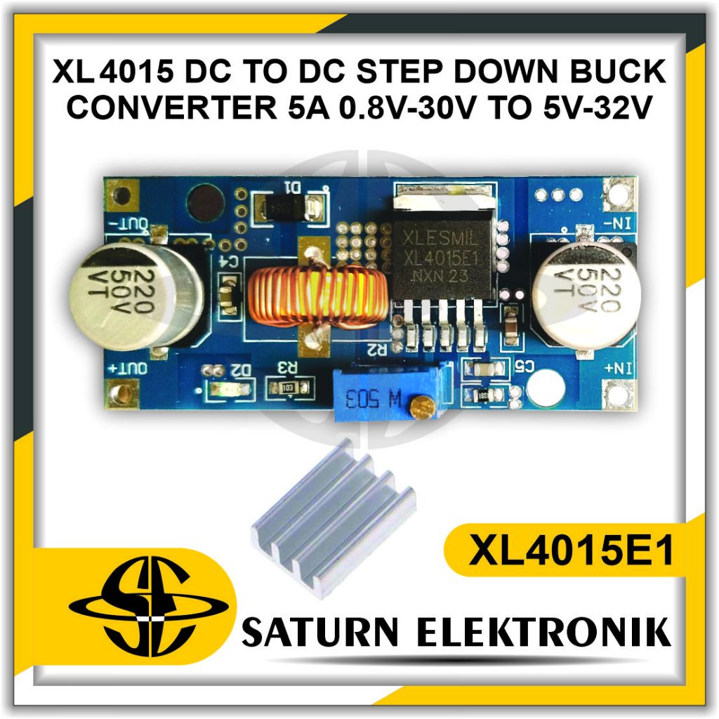 Jual ( BIRU ) XL4015 DC DC Step Down Buck Converter 5A 0.8-30V to 5V-32V Plus HEATSINK | Shopee ...
