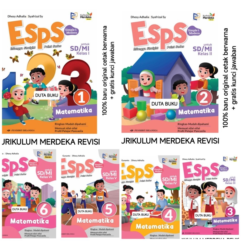 Jual Buku ESPS Matematika SD Kelas 1 2 3 4 5 6 Kurikulum Merdeka Revisi Erlangga Terbaru ...