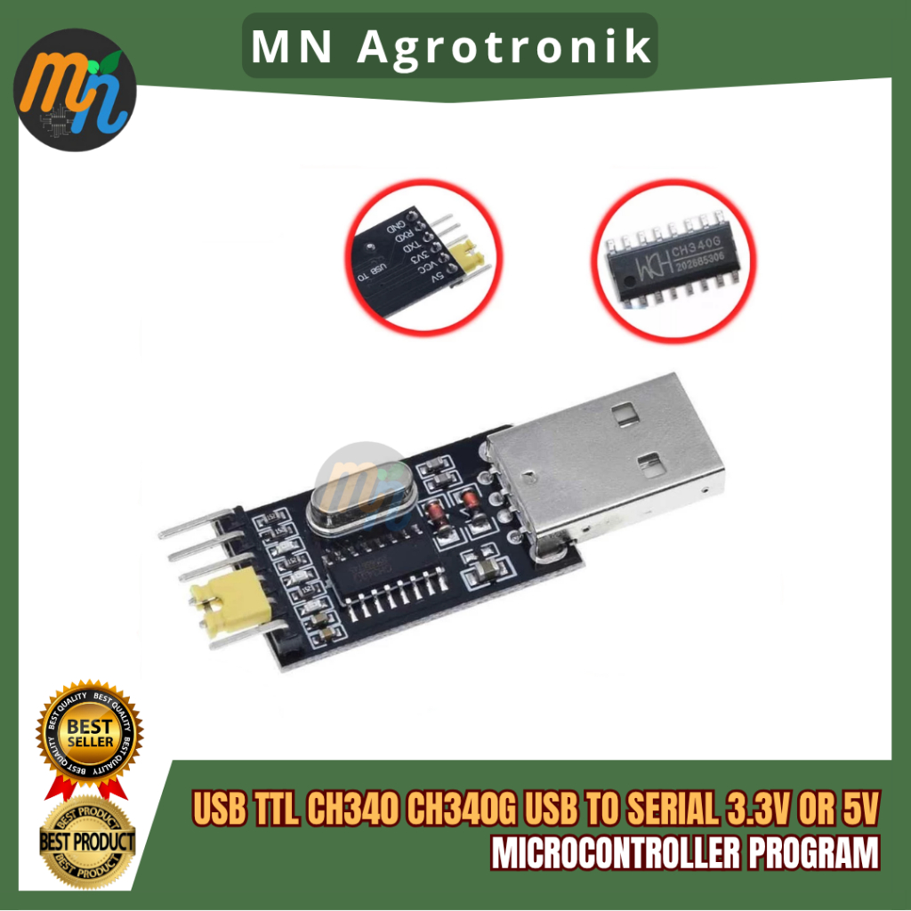 Jual USB TTL CH340 CH340G USB TO SERIAL 3.3V OR 5V MICROCONTROLLER ...