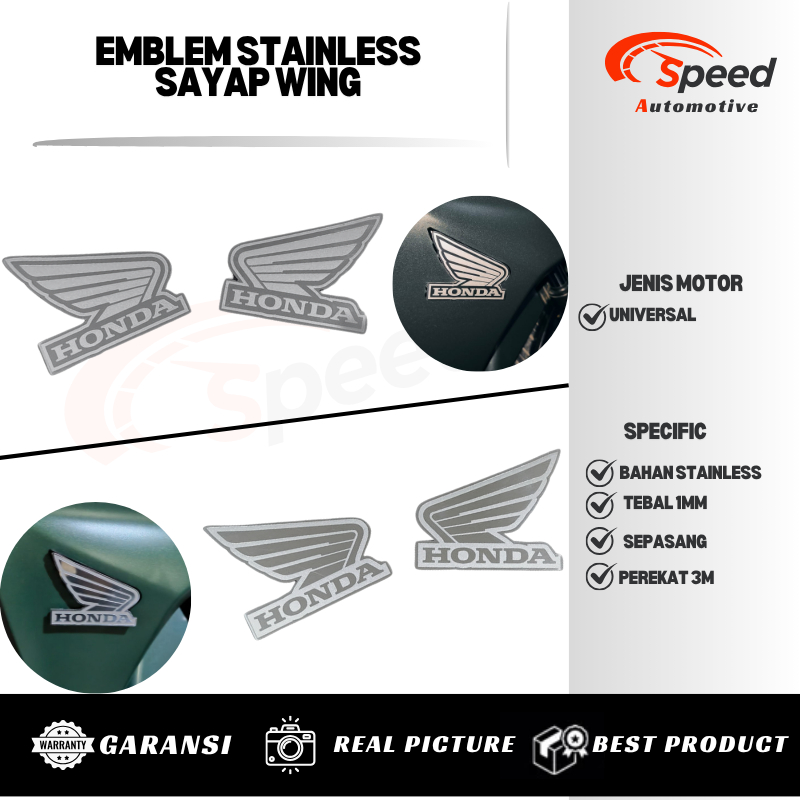 Jual EMBLEM SAYAP WING BAHAN STAINLESS PEMANIS MOTOR UNIVERSAL | Shopee ...