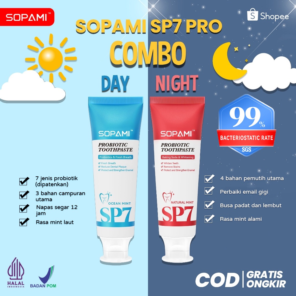 Jual SOPAMI SP7 Pro Pasta Gigi Pemutih Probiotik Perawatan Gusi Nafas ...