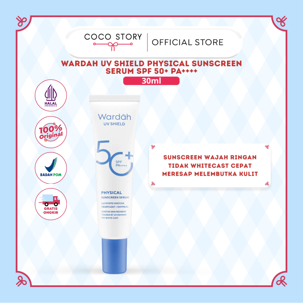 Jual WARDAH UV Shield Physical Sunscreen Serum All Skin SPF 50+ PA ...
