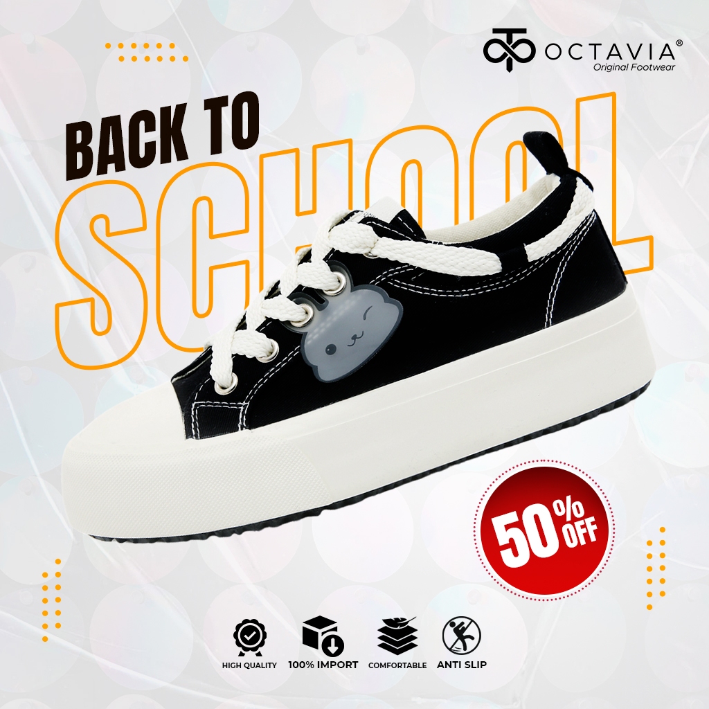 Jual [BACK TO SCHOOL] OCTAVIA Sepatu Sekolah Hitam Wanita Sneakers ...