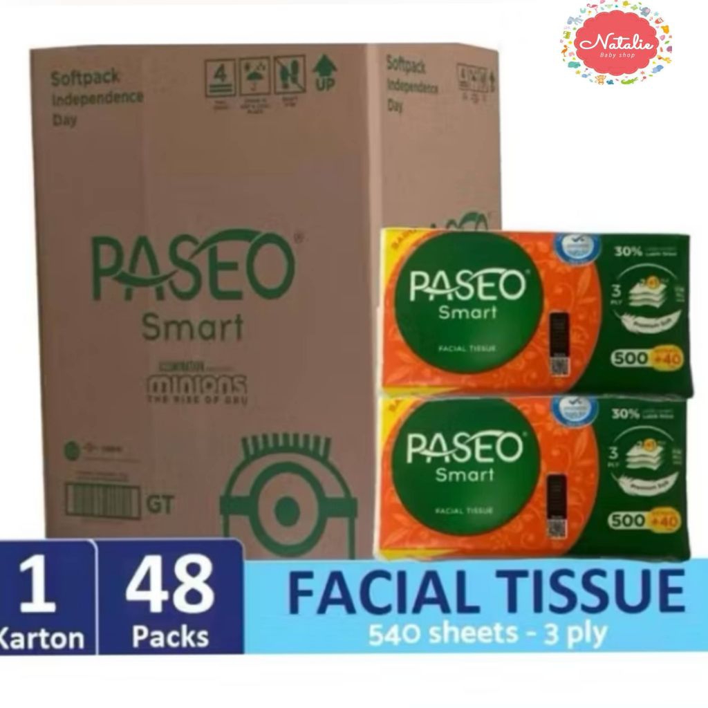 Jual 1 KARTON PASEO Smart Facial Tissue 540sheets 3 Ply isi 48 Pack ...