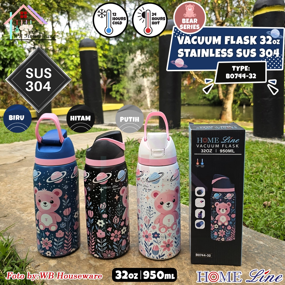 Jual HOME LINE Thermos vacuum Flask full colors bear series 950ml ...