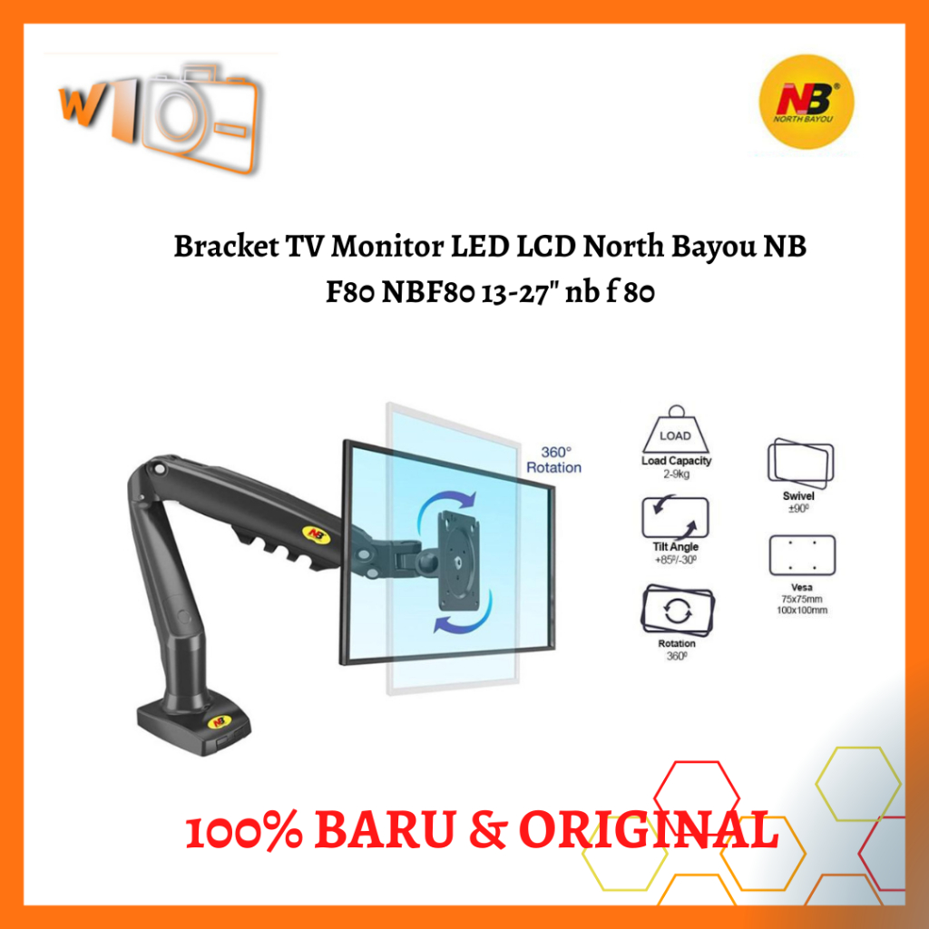 Jual Bracket TV Monitor LED LCD North Bayou NB F80 NBF80 13-27" nb f 80 ...