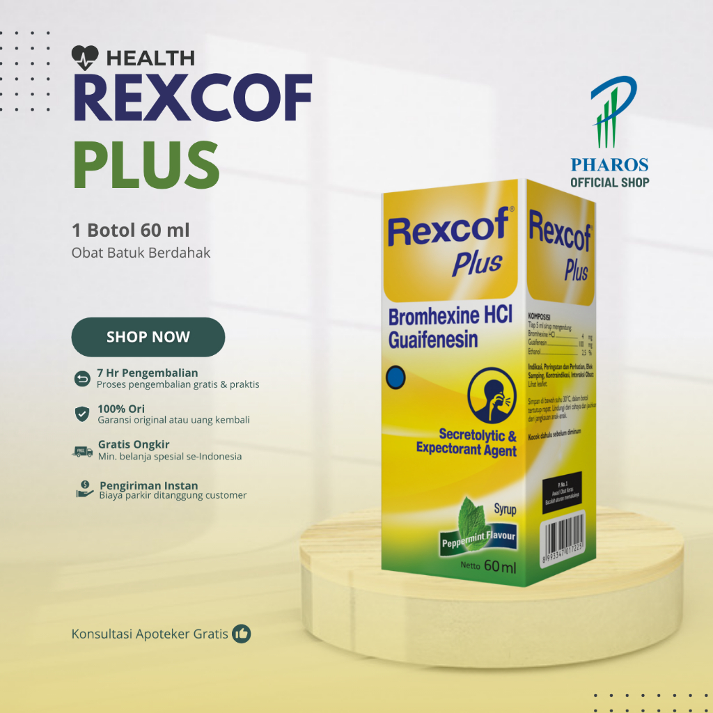 Jual Rexcof Plus Rasa Peppermint Sirup 60 mL - Obat Batuk Berdahak ...
