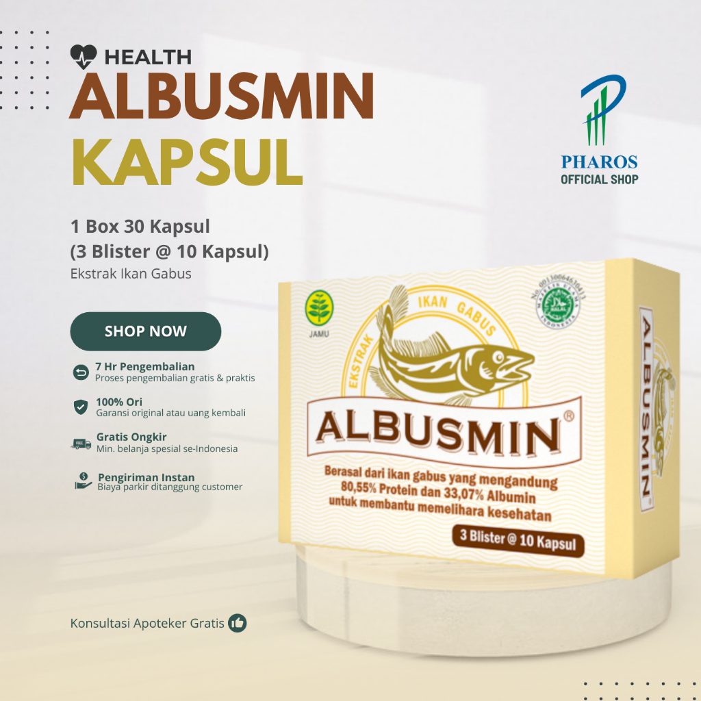 Jual Albusmin 1 Box 3 Blister @ 10 Kapsul - 30 Kapsul / Ekstrak Ikan ...