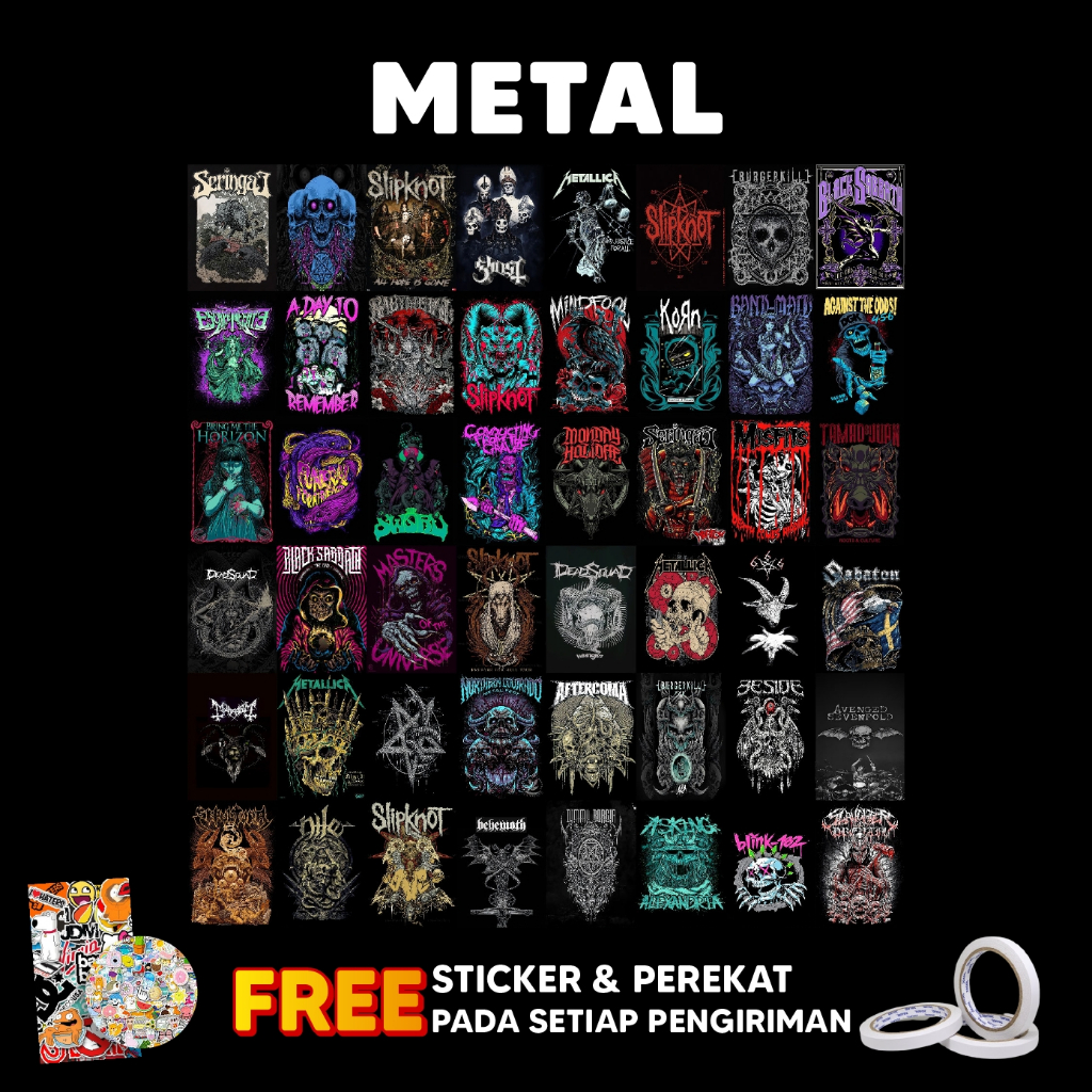 Jual Poster Dinding Aesthetic Bundle Band Metal Isi 48/24 Poster ...