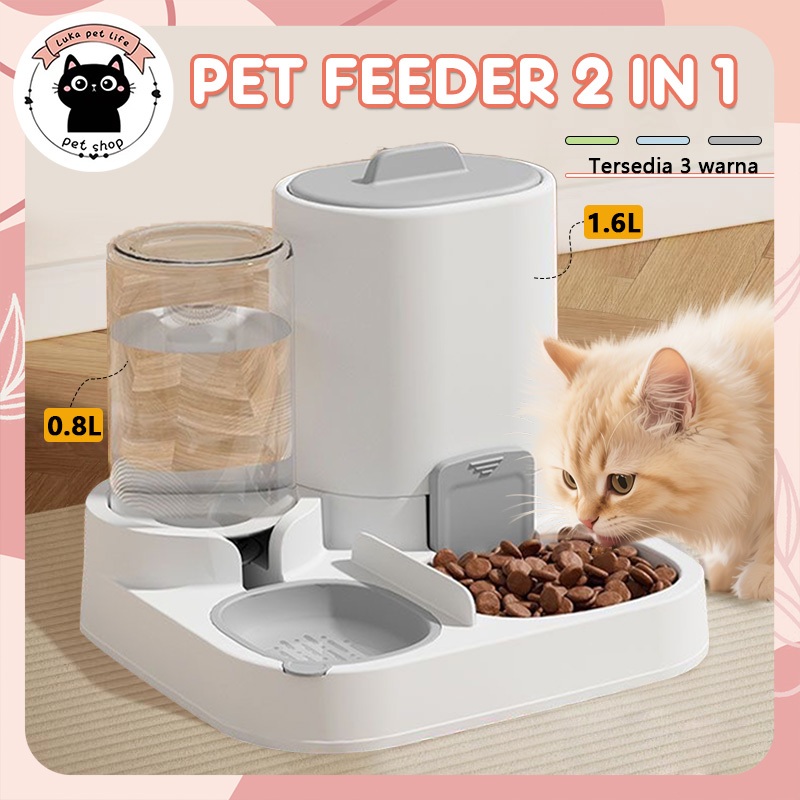 Jual 2IN1 Tempat Makan & Minum Otomatis Kucing Anjing Automatic Pet ...