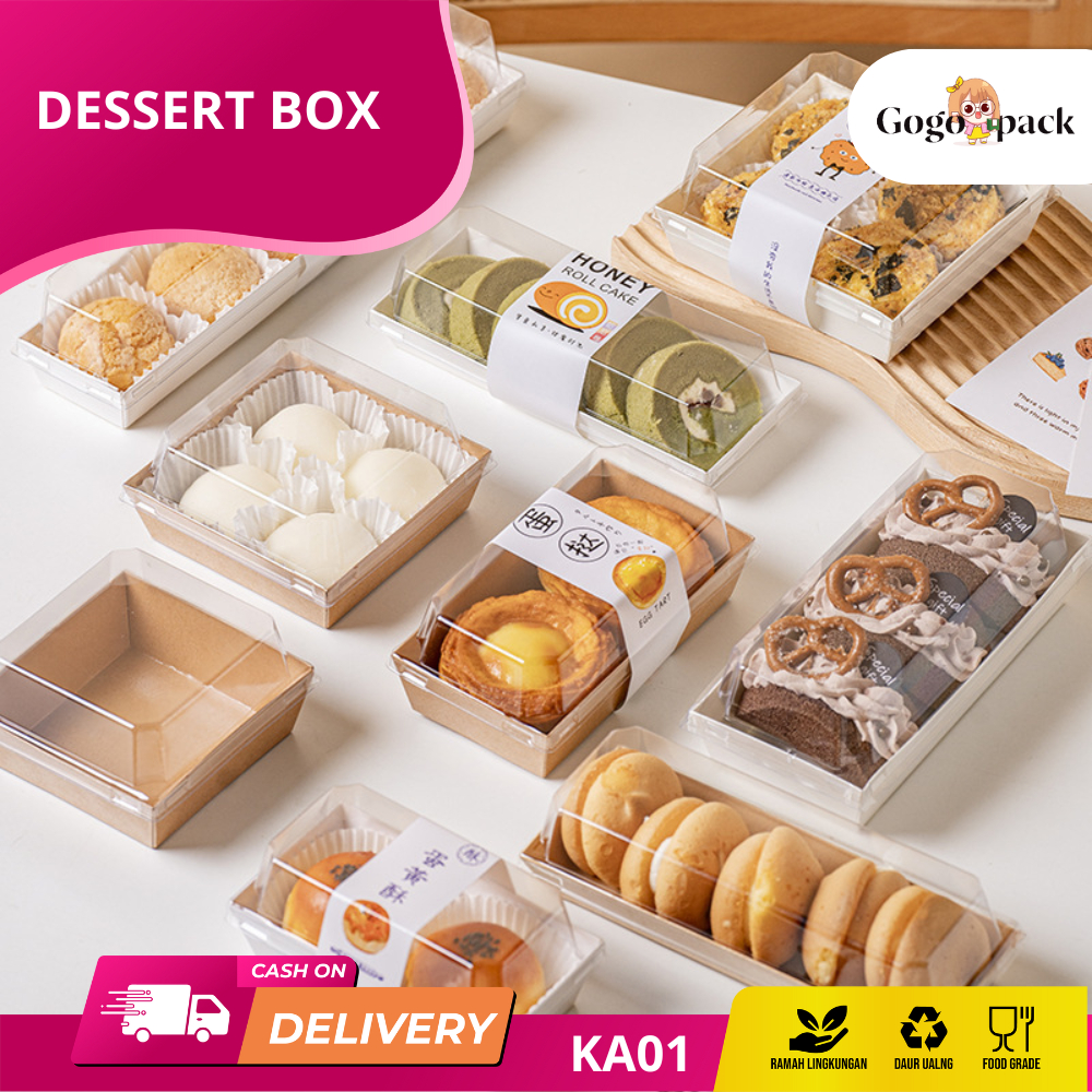 Jual Dessert Box Burger Cake Sandwich / Paper Box Ivory Kraft / Kotak Mochi Box / Paper Box ...