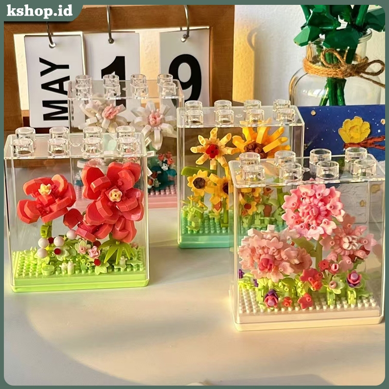 Jual Block Flower Bricks Sudah Termasuk Kotak Akrilik Dream Flower Box ...