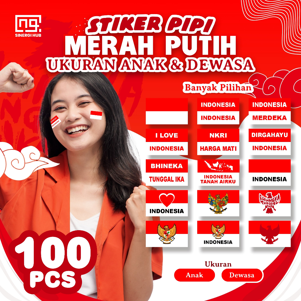 Jual [COD] [100 pcs] Stiker Pipi Bendera Merah Putih | Sticker Bendera ...
